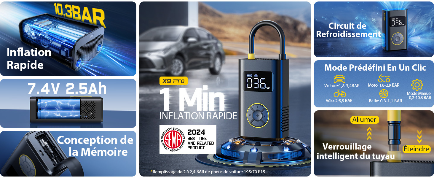 Amazon.fr : Fanttik X9 Pro Gonfleur de Pneu Portable, Pompe à vélo ...
