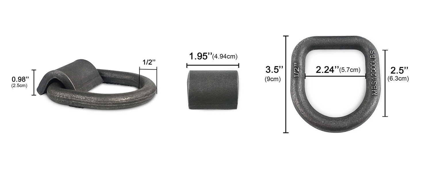 Amazon.com: AYMMIC 1/2" Heavy Duty Weld-On Forged D Ring with MBS:12,000 lbs, D-Ring Tie Down ...