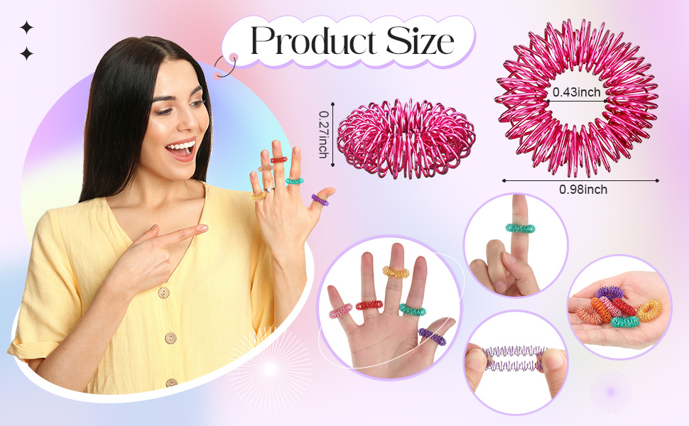 Amazon.com: Nuogo 300 Pcs Acupressure Rings Spiky Sensory Finger Rings for Fingers Stress Relief ...