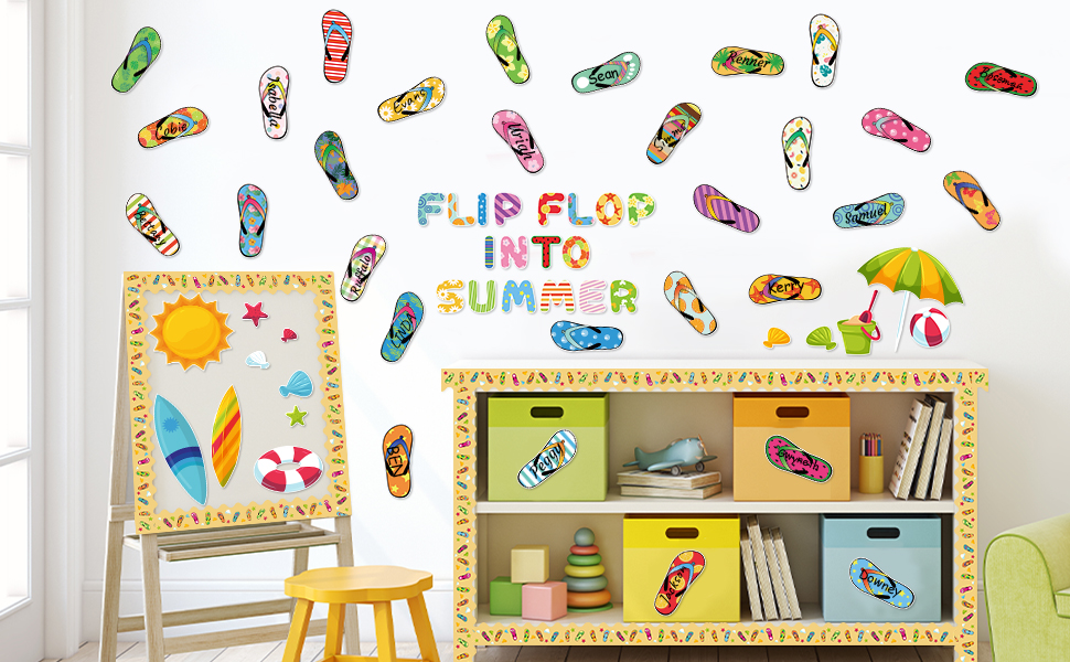 Amazon.com : AsodSway 133Pcs Summer Flip Flop Bulletin Board Cutouts ...