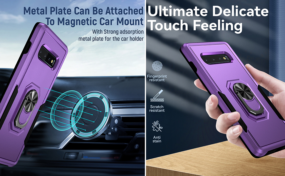 Amazon.com: Fucozan for Samsung Galaxy S10 Plus Case with Kickstand Armor Magnetic Ring Rugged ...