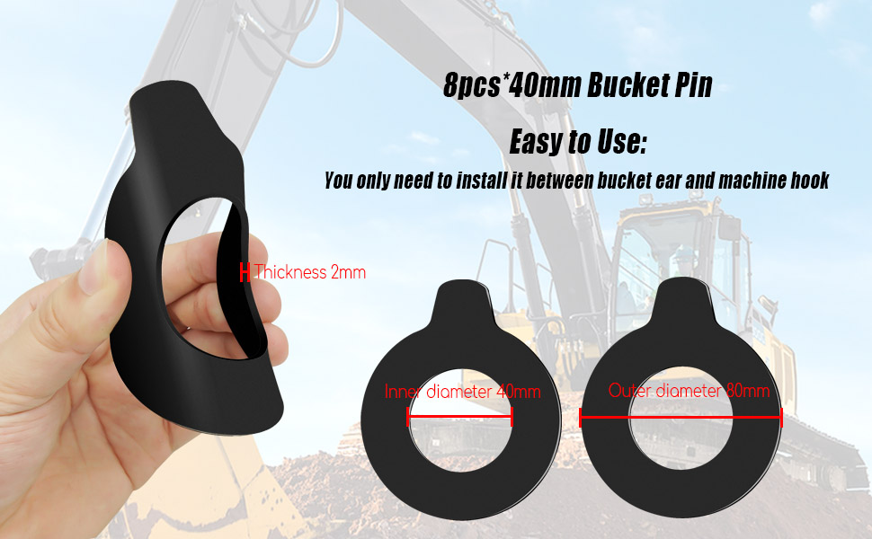 Amazon.com: 8pcs 40mm Bucket Pin Shim Kit Fit for Cat Kubota Takeuchi Komatsu Excavator and Skid ...