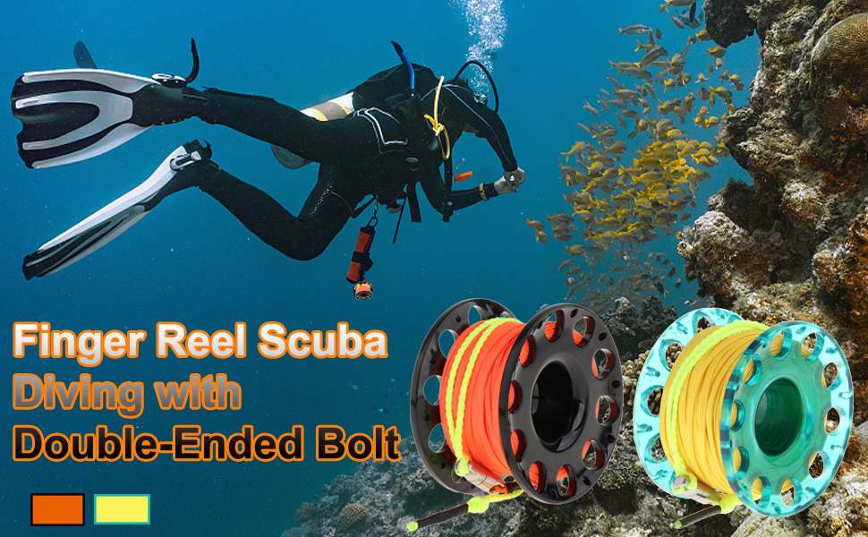 Amazon.com : 100FT Scuba Diving Reel Large Scuba Spool Finger Reel with Double-Ended Bolt Snap ...