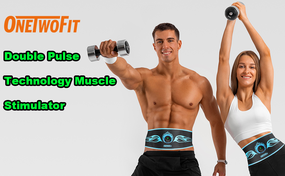 ONETWOFIT Bauchtrainer, Doppelte Impuls Stimulator der Elektro -Muskulatur, Abs -Stimulator MIT ...