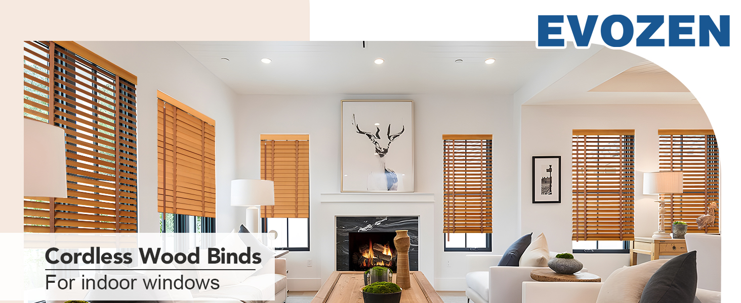 Amazon.com: EVOZEN Cordless 2" Slats Wood Blinds for Indoor Windows ...