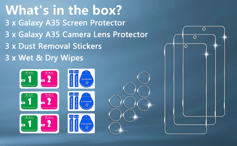 Amazon.com: LXXMSXH [3+3 Pack] Galaxy A35 5G Screen Protector + Camera Lens Protector, HD ...