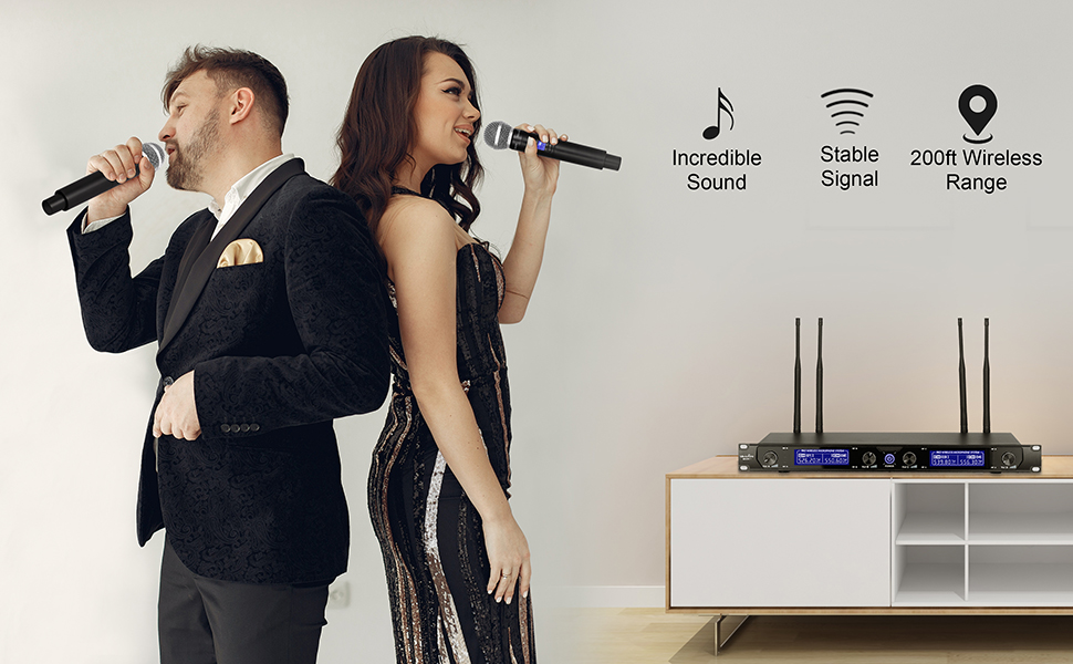 Amazon.com: MicrocKing Wireless Microphone System, UHF 4 Channel Cordless Mic Set with Handheld ...