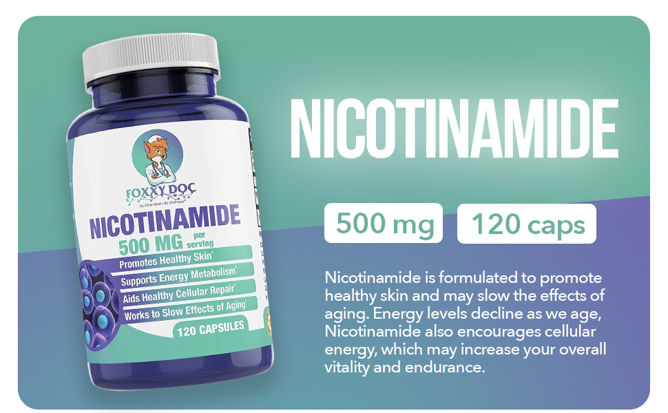 Amazon.com: Dr. Valerie Nelson Nicotinamida 500 mg – Vitamina B3 – Energía; Salud de las células ...