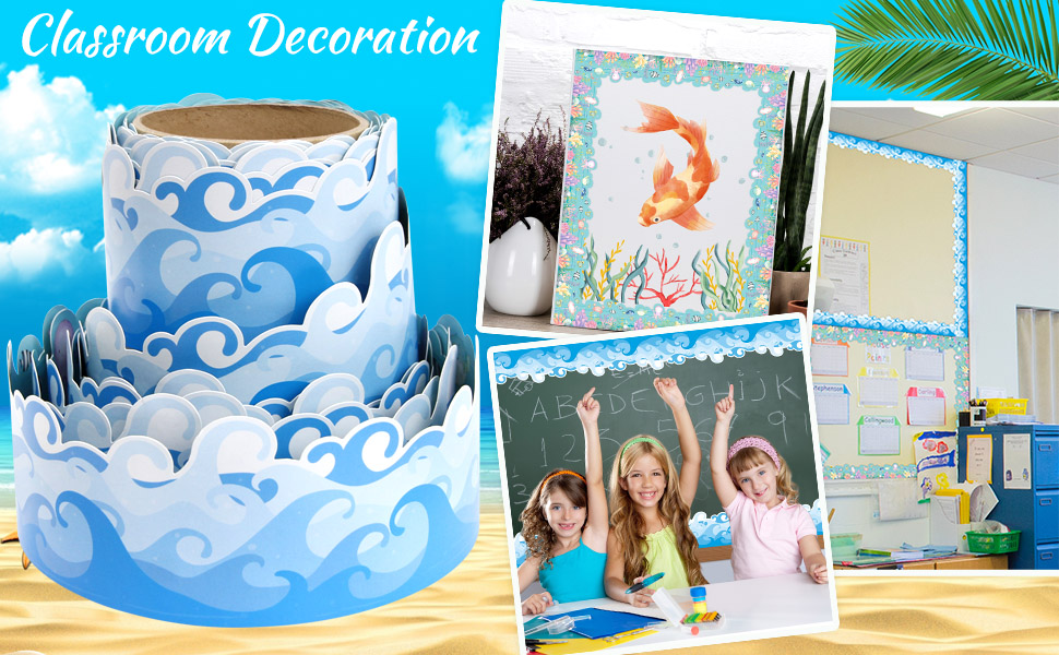 Amazon.com: WorldBazaar Ocean Waves Bulletin Board Border Die-Cut Under ...
