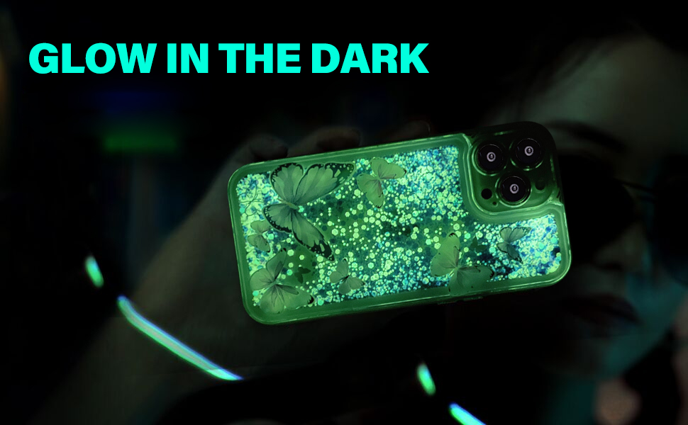 Amazon.com: VALRION Compatible with iPhone 15 Pro Max Glitter Butterfly Case Glow in The Dark ...