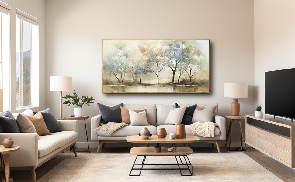 Amazon.com: VHMING Abstract Wall Art Artwork Retro Trees Pictures Decor Canvas Painting Framed ...