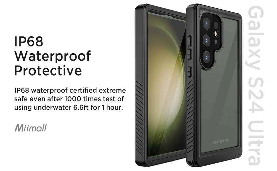 Amazon.com: Miimall for Samsung Galaxy S24 Ultra Case Waterproof, [IP68 Underwater] [14FT ...