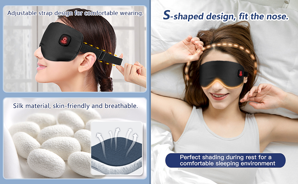 Amazon.com: Heated Eye Mask Cordless for Dry Eyes, USB Eyes Heating Pad, Rechargeable, Real Silk ...