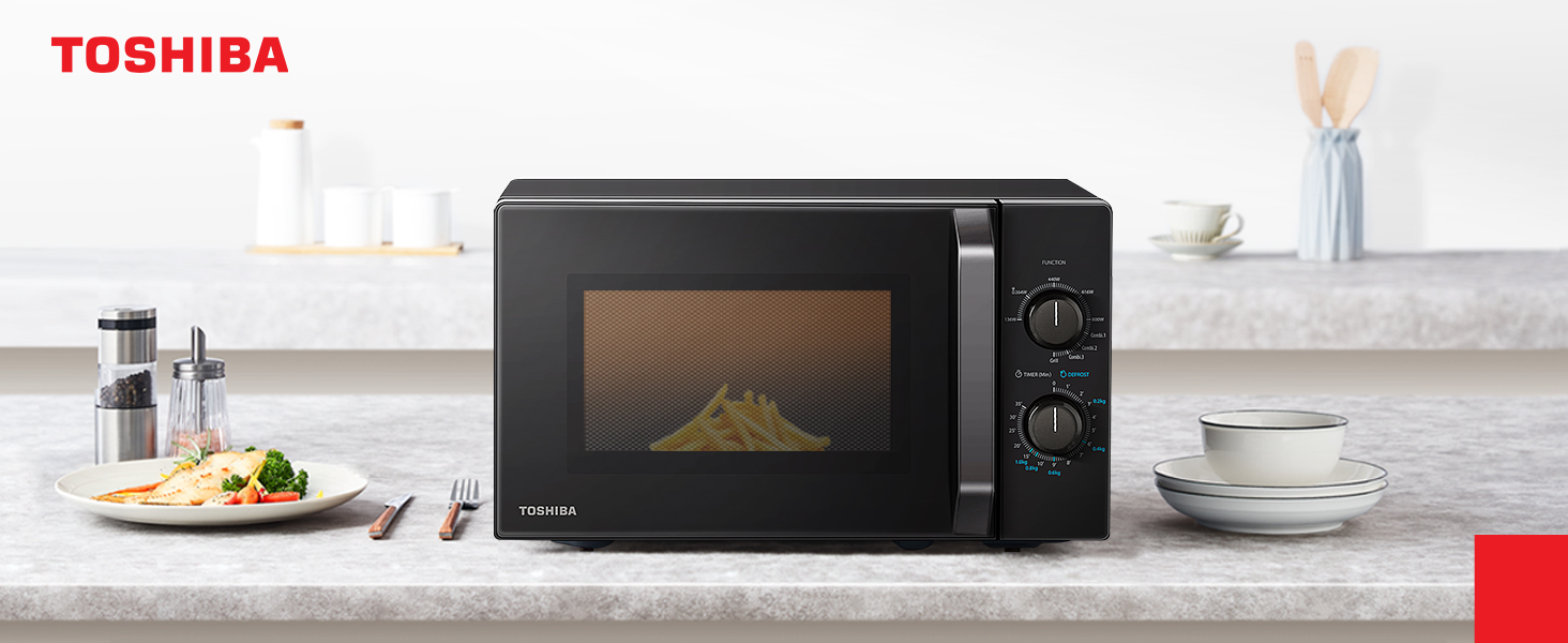 Toshiba MW2-MG20P(BK) Horno Microondas 20 L, Grill 800W/1000W, con Crispy Grill y Función de ...