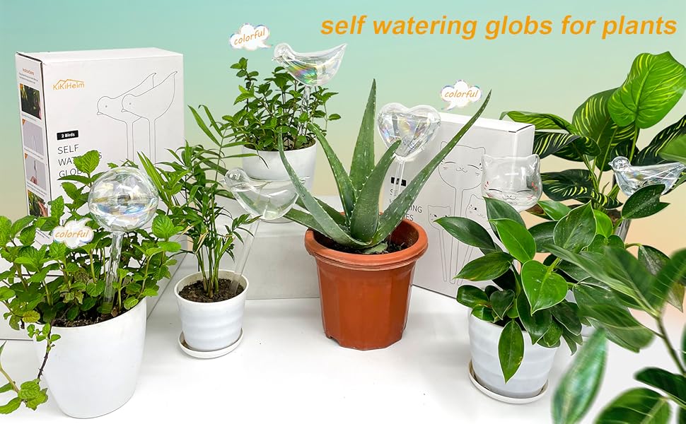 Amazon.com: KiKiHeim 2Pcs Plant Watering Globes Colorful Self Watering Globes, Automatic Plant ...