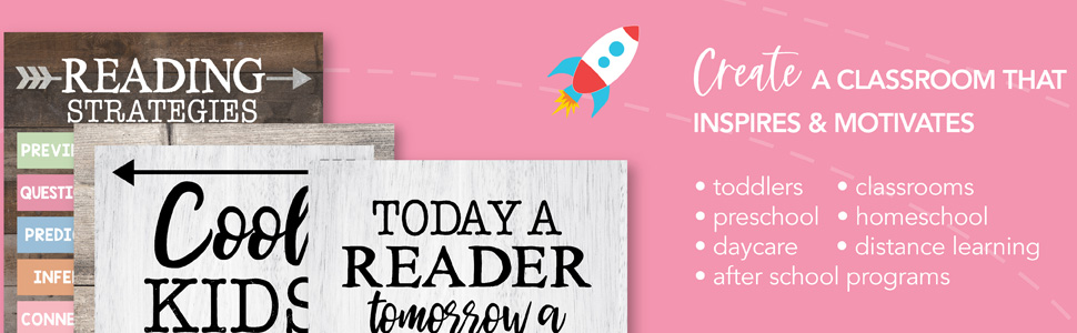 Amazon.com : Hadley Designs Motivational Reading Posters For Classroom ...