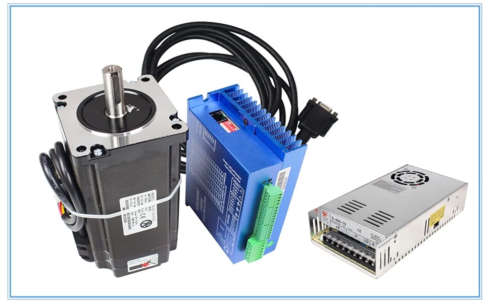 RATTMMOTOR 12N.m Closed Loop Servo Motor Nema34 CNC Kit with 70V DC Power Supply,12Nm 1700oz-in ...