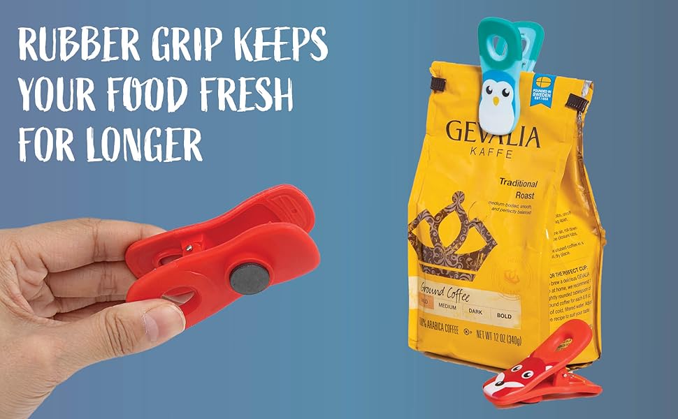 Amazon.com: COOK WITH COLOR Cute Magnetic Bag Clips - Kitchen and Food ...