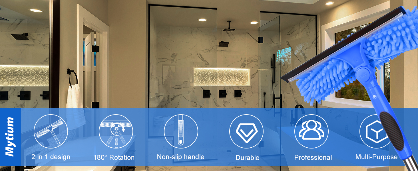 Amazon.com: Mytium Window Cleaning Squeegee Kit,2 in 1 Window Squeegee with 5ft/60inch Extension ...