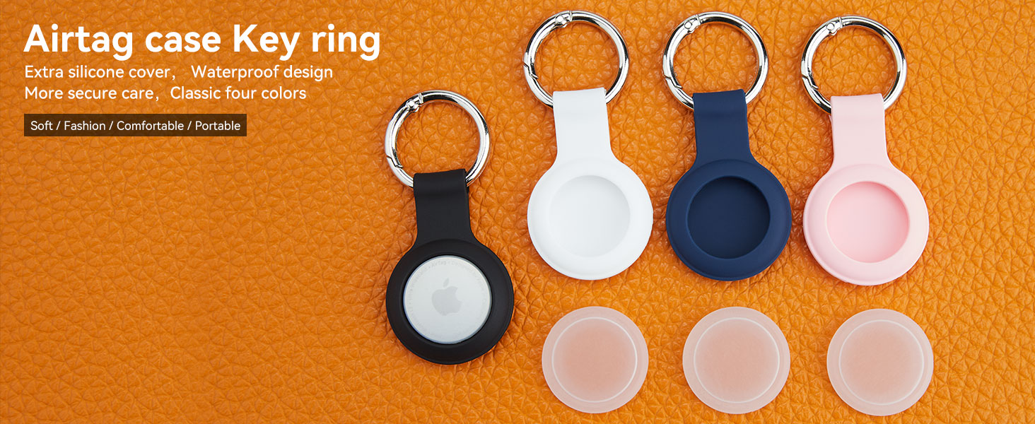 Citymore 4 Pack IPX8 Waterproof for AirTag Keychain，with Soft Silicone AirTags Holder Case Key ...