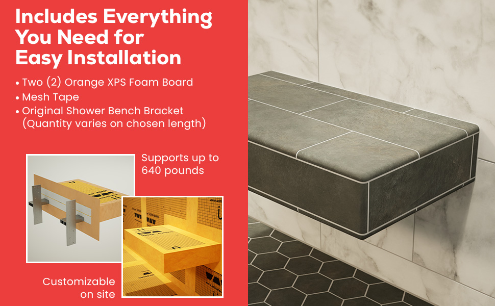 Amazon.com: Floating Shower Bench Kit with Orange Waterproof Board - Original Shower Bench ...