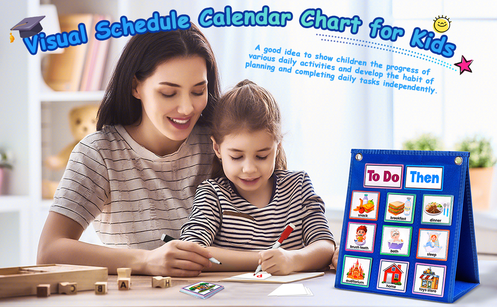 Meunmro Visual Schedule Chart, Daily Routine Pocket Chart with 107 ...
