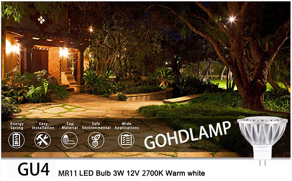 GOHDLAMP GU4 Led Bulbs Warm White Aluminum Plastic 2700K MR11 Led Bulb 6 Pack,12V 250lm MR11 LED ...