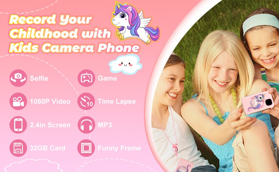 Smart Phone for Girls, Toddler Toy Phone with Dual Camera and MP3 Music ...