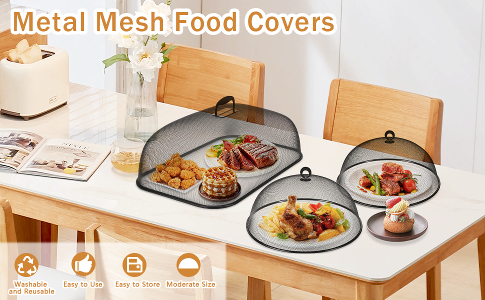Amazon.com: 8 Pcs Metal Mesh Screen Food Cover for Outdoors Set Including 2 Pcs Extra Large 18.5 ...