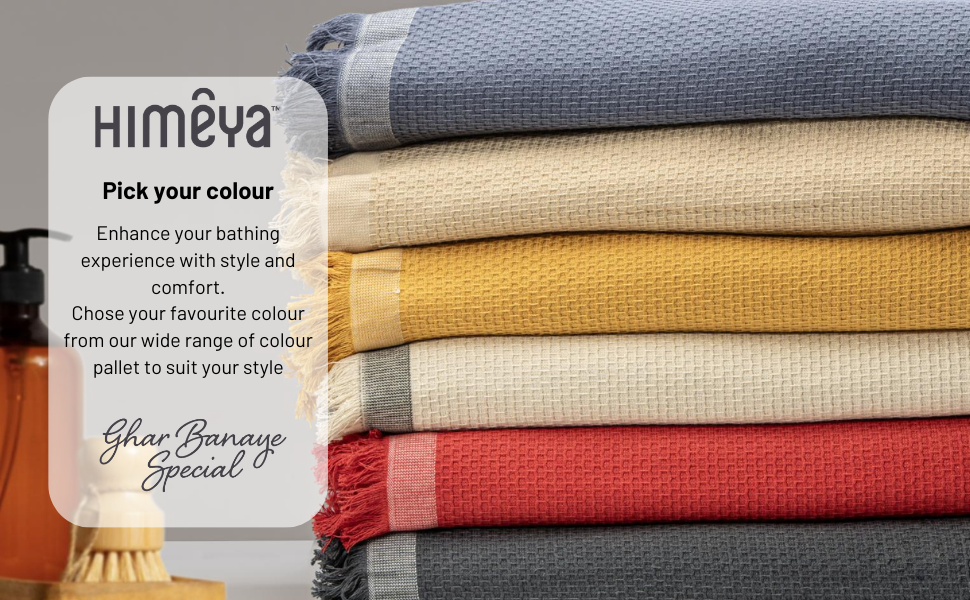 Buy Himeya 100% Cotton Gamcha Towel - Large 75 x 150 cm, 350 GSM, Lightweight and Quick-Drying ...