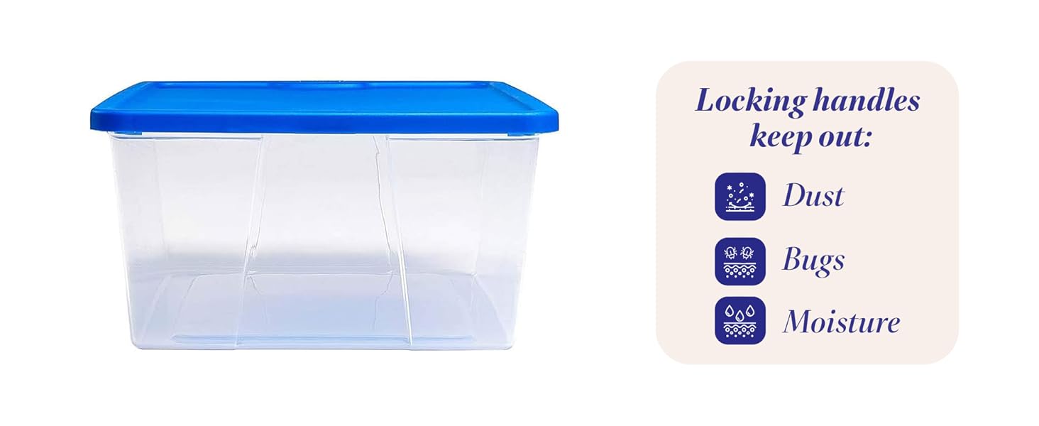 Amazon.com - HOMZ 4 Pack Storage Bins, Clear Plastic Organizing ...