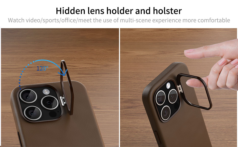 Amazon.com: Rumwot Genuine Leather Case for iPhone 15 Pro Max+Invisible Stand | Full Grain ...