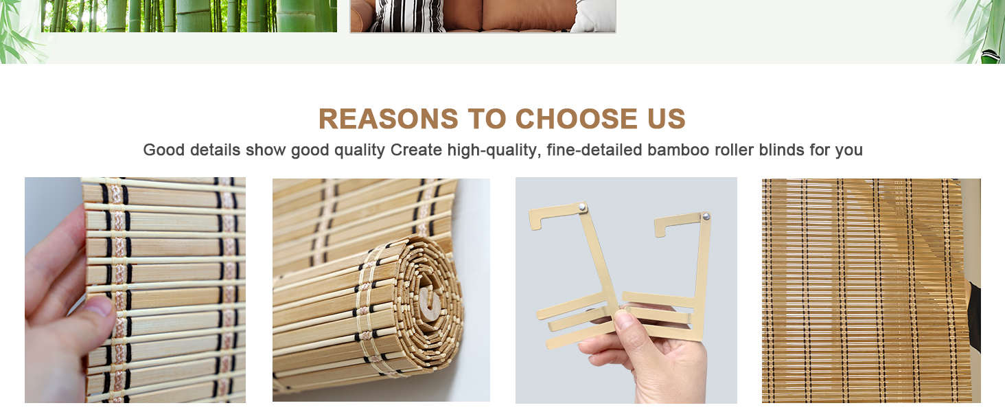 EVOZEN No Tool No Drill Cordless Bamboo Blinds, Bamboo Blinds for ...