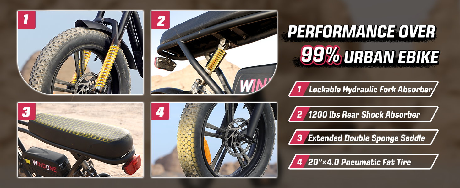 Windone E2 Electric Bike for Adults, 750W Motor, 48V 13Ah Battery, 20 ...