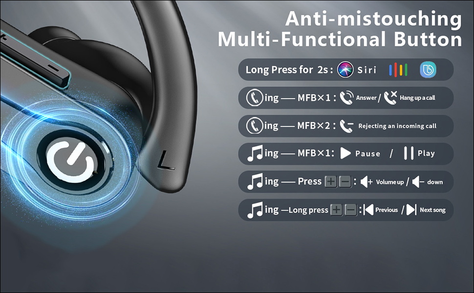 JIECAN Wireless Earbuds 72H Headphones with Mic Over Ear Bluetooth 5.3 ...