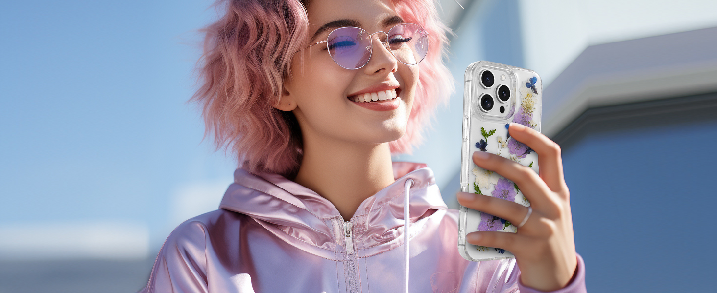 Amazon.com: rongki Floral Case for iPhone 16 Pro Max Clear Case with Real Dried Flower Patterns ...