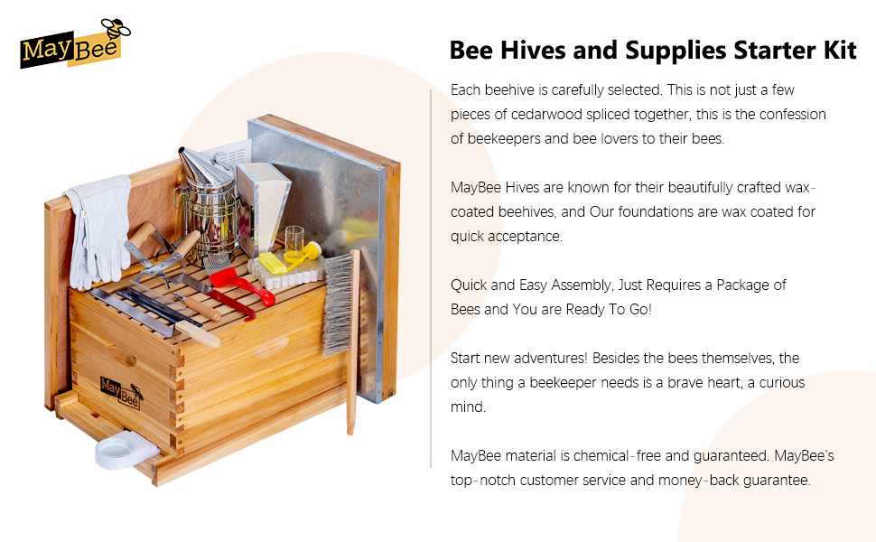 Amazon.com : MayBee 8-Frame Beehive Starter Kit, Bee Hive Kit Dipped in 100% Beeswax, Bee Hives ...