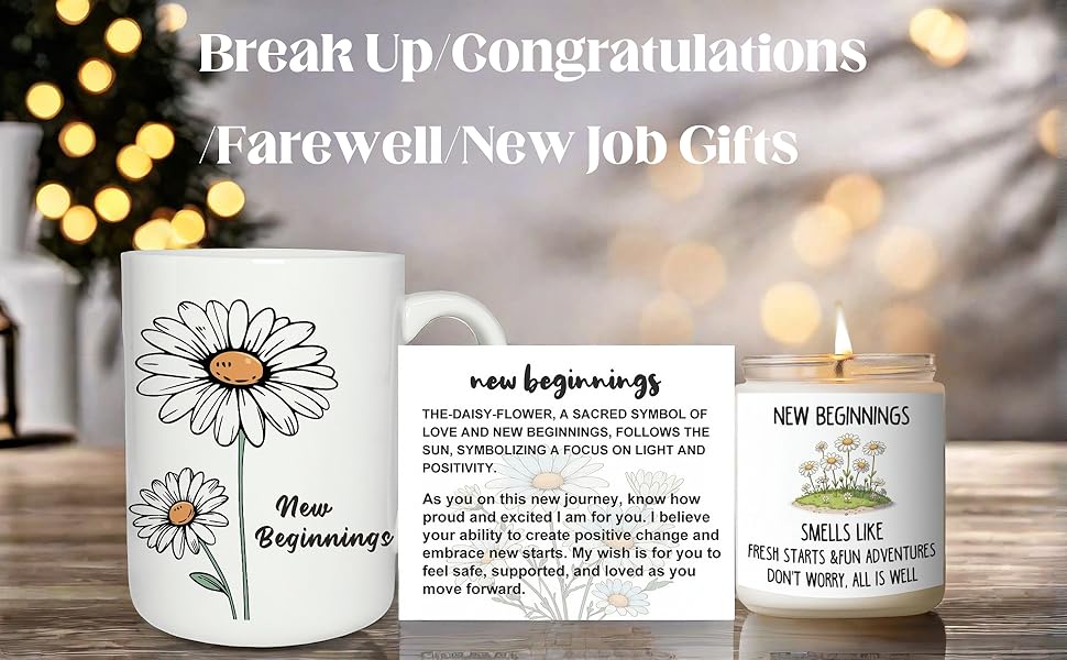 Amazon.com: CINHOLL New Beginnings Gifts for Women, 15Oz Coffee Mug and Scented Candle, New Job ...