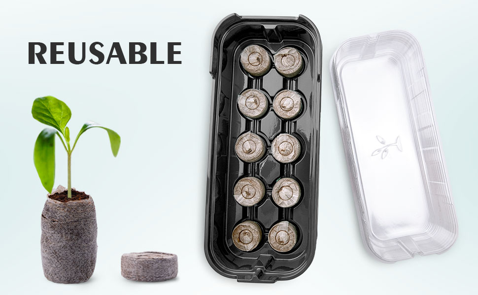 Amazon.com : 5 Pack Seed Starter Tray Seeding Starter Kits (50 Cells Total Tray)+ 50pcs Peat ...