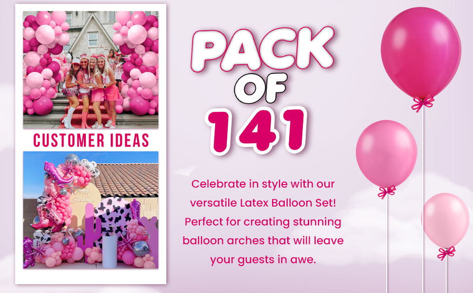 Amazon.com: KatchOn, Pink Balloons Arch Kit - Huge Pack of 141 | Pink Birthday Party Decorations ...