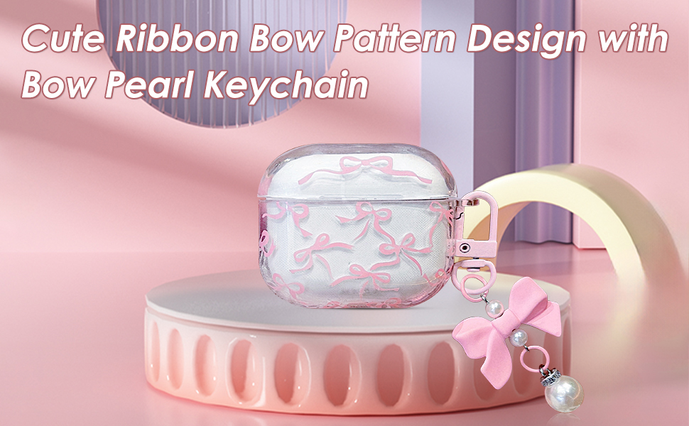 Amazon.com: MINSCOSE Compatible with AirPods Pro 2 Clear Case,Cute Ribbon Bow Pretty Aesthetic ...