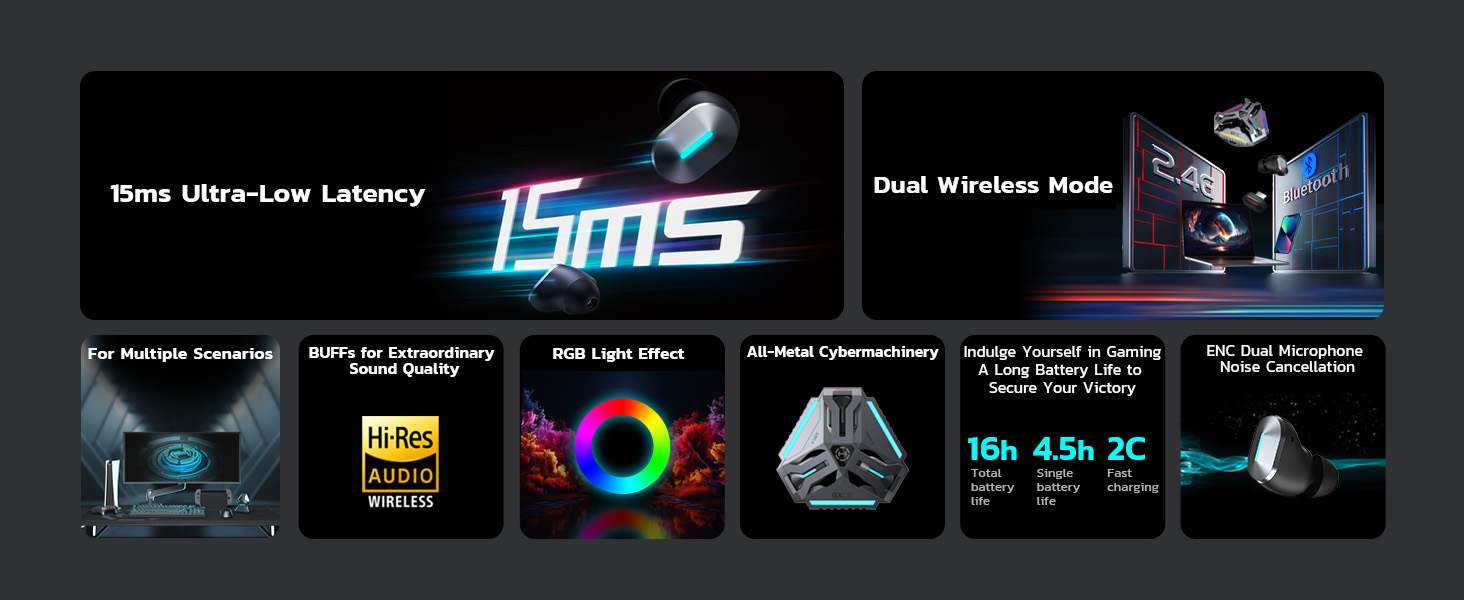 Amazon.com: HECATE by Edifier GX05 Wireless Gaming Earbuds, 15ms Low Latency, 2.4GHz/Bluetooth 5 ...