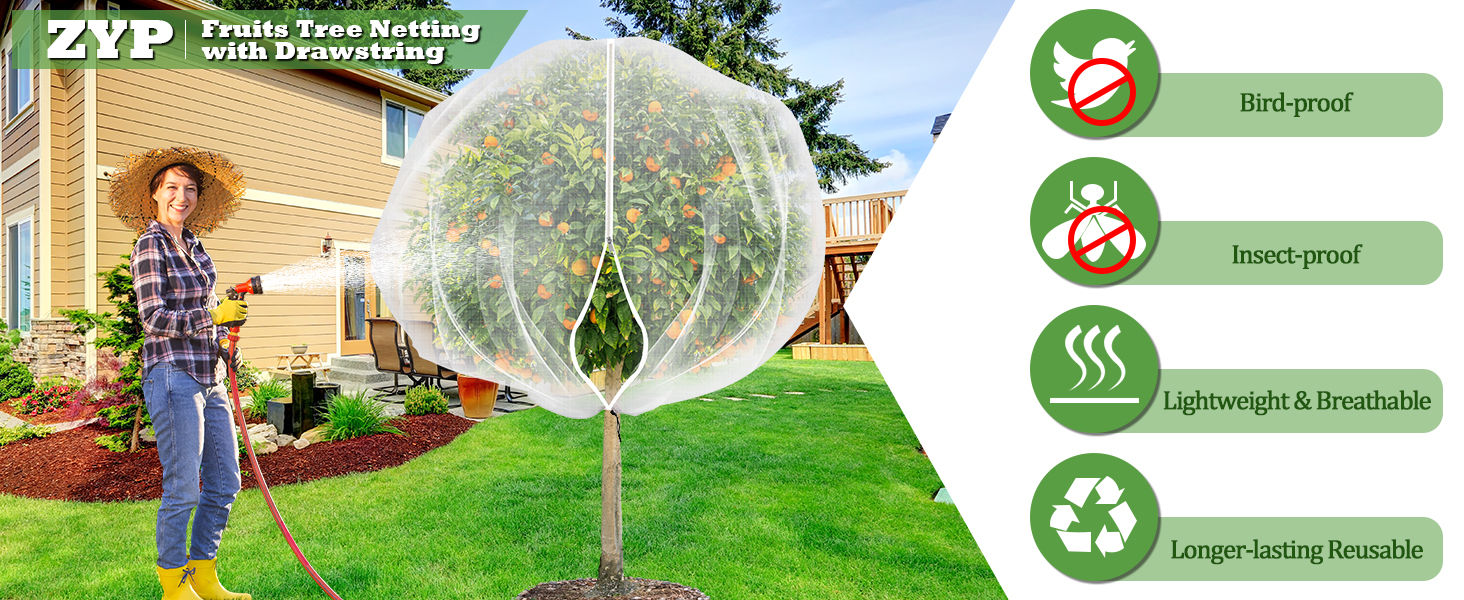 Amazon.com : 7.8 x 7.8 ft Large Fruits Tree Netting Cover with Zipper and Drawstring,Garden ...