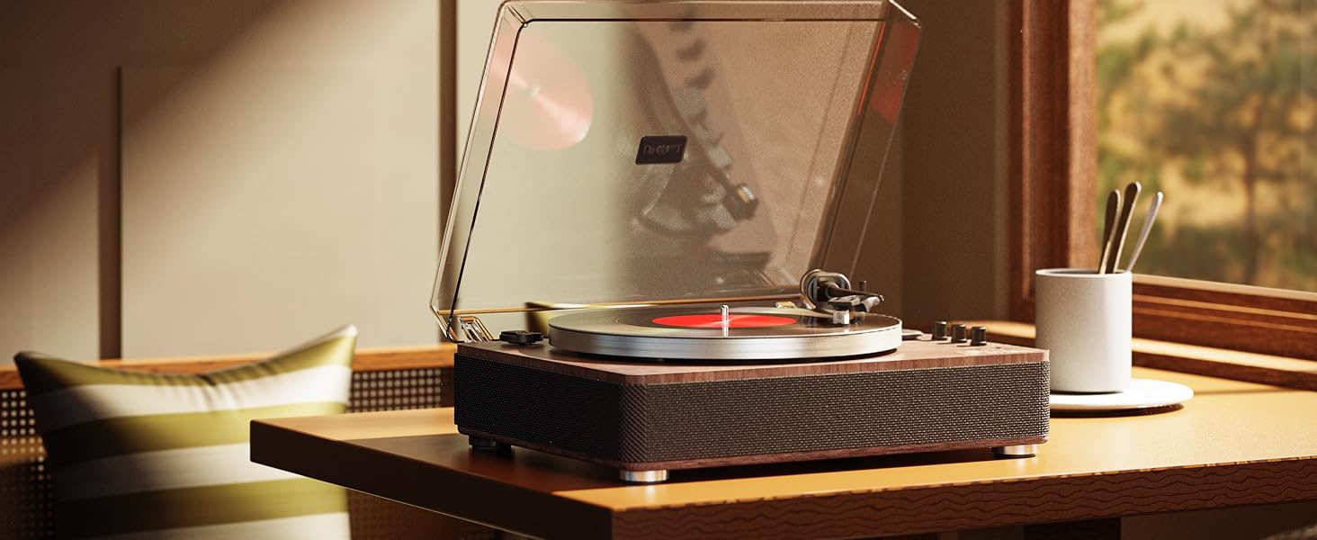 Amazon.com: LP&No.1 Vinyl Record Player with Built-in Speakers, Vinyl ...