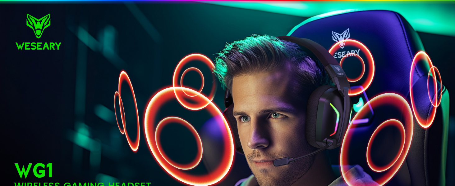 WESEARY WG1 Bluetooth Kopfhörer, 2,4G Wireless Gaming Headset mit Mikrofon für PS5, PS4, PC ...