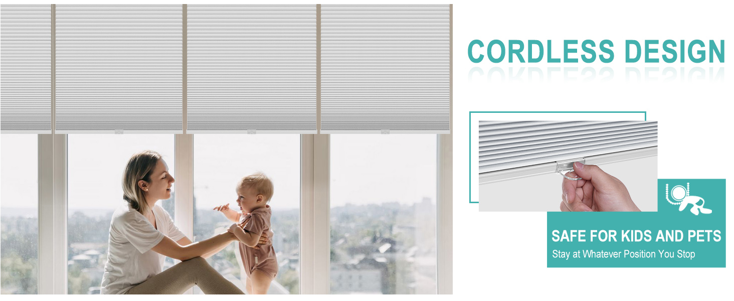 Amazon.com: Changshade No Drill Custom Top Down Bottom Up Cellular Shades, No Tools Custom ...