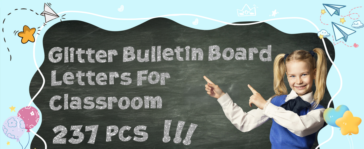 Amazon.com: 237 Pcs Glitter Bulletin Board Letters, Numbers and ...