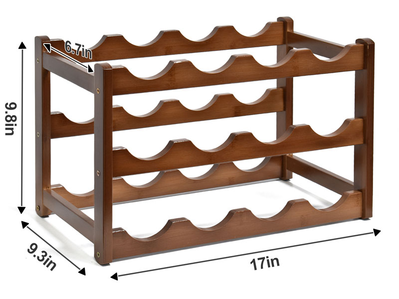 Amazon.com: IWNTWY Wine Rack, 12 Bottles 3-Tier Free Standing Wine Racks, Bamboo Wine Rack ...