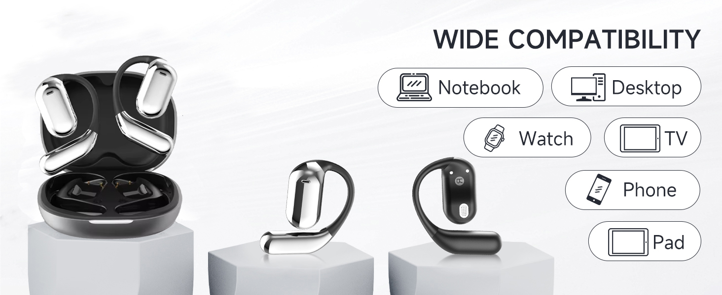 Amazon.com: KESIEME Intelligent Touch Screen Open Ear Earbuds Bluetooth ...