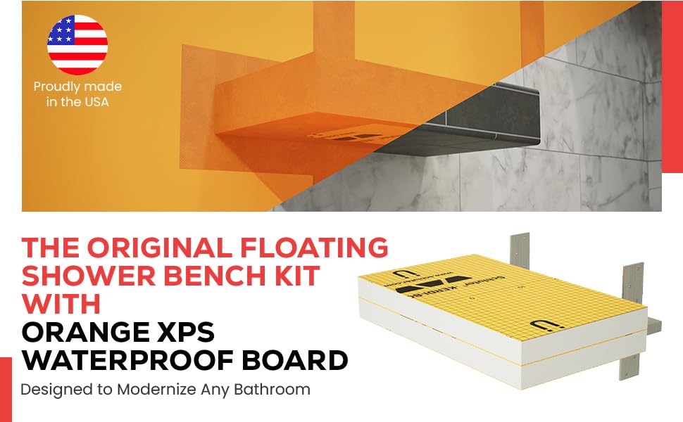 Amazon.com: Floating Shower Bench Kit with Orange Waterproof Board - Original Shower Bench ...